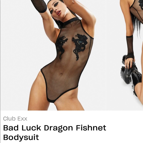 Dolls Kill | Tops | Dollskill Club Ex Fishnet Dragon Bodysuit | Poshmark